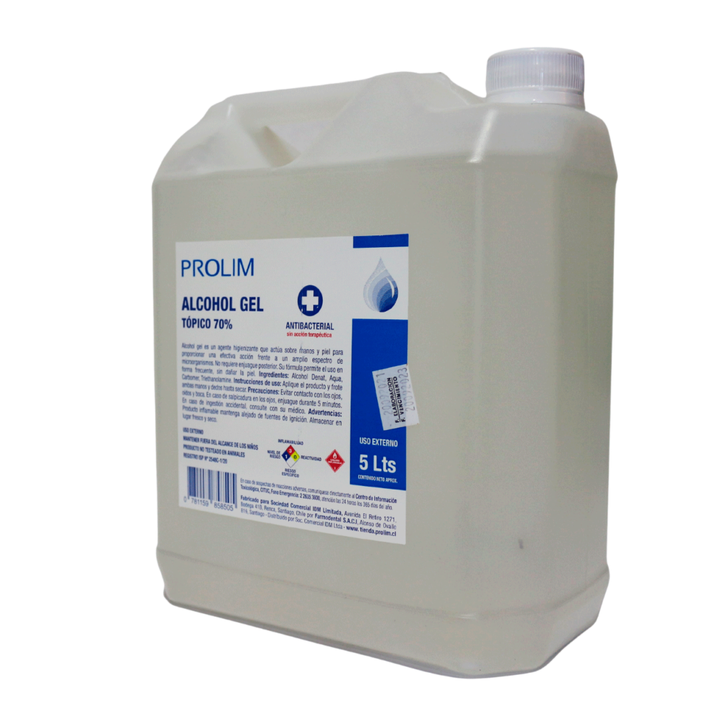 Alcohol Gel Tópico 70% Certificado ISP (Bidón 5 Litros) – Cefer